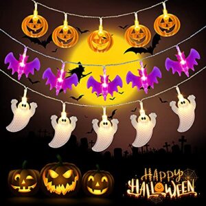 halloween decorations lights, ygaohf halloween string lights, 15ft 30 led battery operated fairy lights, cute orange pumpkin lights for halloween indoor outdoor room decor