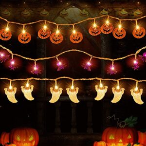 Halloween Decorations Lights, YGAOHF Halloween String Lights, 15FT 30 LED Battery Operated Fairy Lights, Cute Orange Pumpkin Lights for Halloween Indoor Outdoor Room Decor