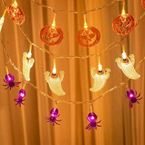 Halloween Decorations Lights, YGAOHF Halloween String Lights, 15FT 30 LED Battery Operated Fairy Lights, Cute Orange Pumpkin Lights for Halloween Indoor Outdoor Room Decor