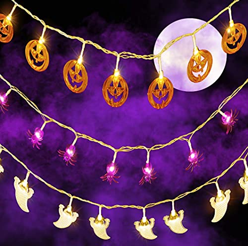 Halloween Decorations Lights, YGAOHF Halloween String Lights, 15FT 30 LED Battery Operated Fairy Lights, Cute Orange Pumpkin Lights for Halloween Indoor Outdoor Room Decor