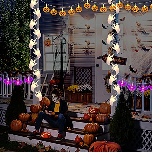 Halloween Decorations Lights, YGAOHF Halloween String Lights, 15FT 30 LED Battery Operated Fairy Lights, Cute Orange Pumpkin Lights for Halloween Indoor Outdoor Room Decor