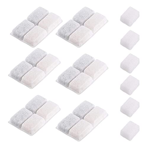 Carbon Replacement Filters for Cat and Dog Fountain, Premium Pet Water Fountain Dispenser Filters (6 Packs for Pure White)