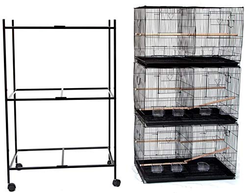 Seny Set of 3 Breeding Bird Carrier Cage with Central Dividor L30xW18xH18 on Stand (Black)