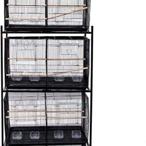 Seny Set of 3 Breeding Bird Carrier Cage with Central Dividor L30xW18xH18 on Stand (Black)