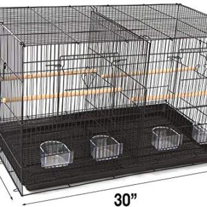 Seny Set of 3 Breeding Bird Carrier Cage with Central Dividor L30xW18xH18 on Stand (Black)