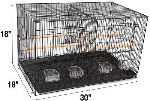 Seny Set of 3 Breeding Bird Carrier Cage with Central Dividor L30xW18xH18 on Stand (Black)