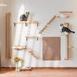 FUKUMARU Cat Climbing Shelf Wall Mounted, Four Step Cat Stairway with Jute Scratching for Cats Perch Platform Supplies