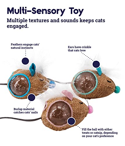 Catstages Mousin' Around Hide 'N Treat Cat Toy - 3 Pack - Treat Dispenser Cat Toy