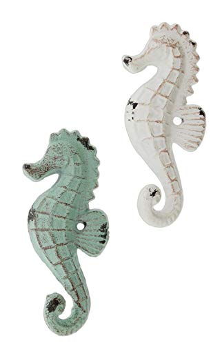 Cast Iron Seahorse Wall Hooks, Set of 2