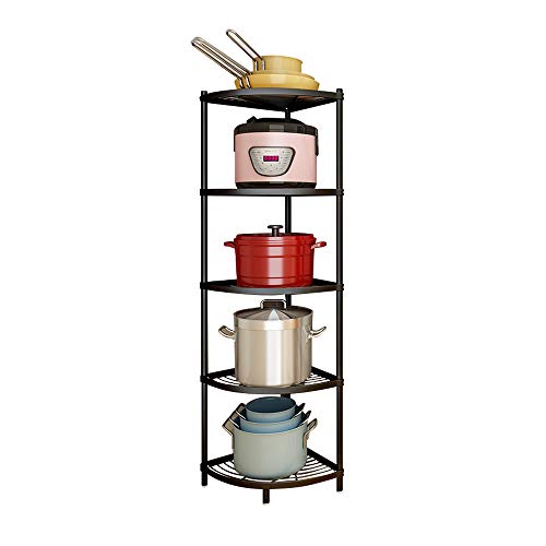 ZANIYO Kitchen Corner Shelf Rack, Multi-layer Pot Rack Storage Organizer Stainless Steel Shelves Shelf Holder (5 Tier)