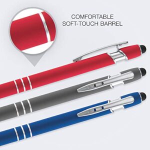 25 Cello-Wrapped Soft Touch Ballpoint Pens With Stylus - Stylus Tip Works with All Touchscreen Devices. Individually Packaged in Cello Wrap