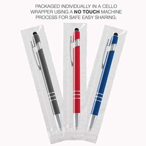 25 Cello-Wrapped Soft Touch Ballpoint Pens With Stylus - Stylus Tip Works with All Touchscreen Devices. Individually Packaged in Cello Wrap