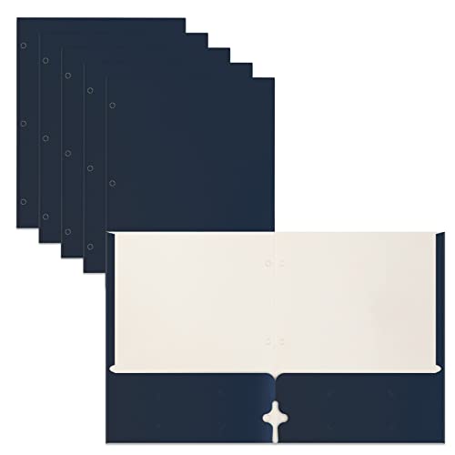 Two Pocket Portfolio Folders, 50-Pack, Navy Blue, Letter Size Paper Folders, by Better Office Products, 50 Pieces, Dark Blue