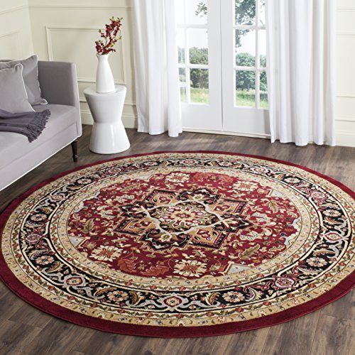 SAFAVIEH Lyndhurst Collection 6' Round Red / Black LNH330B Traditional Oriental Non-Shedding Dining Room Entryway Foyer Living Room Bedroom Area Rug