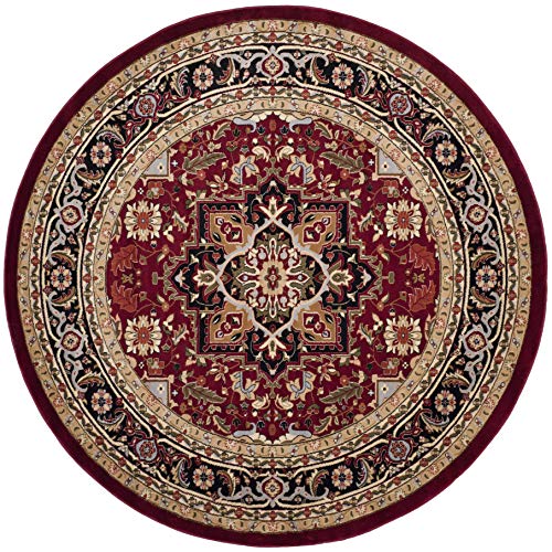 SAFAVIEH Lyndhurst Collection 6' Round Red / Black LNH330B Traditional Oriental Non-Shedding Dining Room Entryway Foyer Living Room Bedroom Area Rug