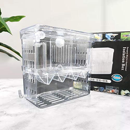 Fortune-star Fish Breeding Box Aquarium Fish Tank Hatchery Incubator Breeder Box Fish Breeding Tanks Acrylic White Breeder Isolation Divider Hatching Boxes with Suction Cups