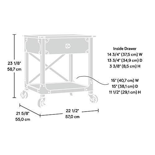 Sauder Steel River Side Table, L: 22.44" x W: 21.65" x H: 23.11", Carbon Oak Finish