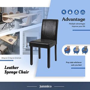 JUMMICO Dining Chair PU Leather Living Room Chairs Modern Kitchen Armless Side Chair with Solid Wood Legs Set of 4(Black)