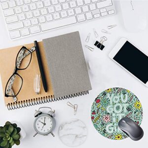 Mouse Pad, Round Mousepad, Cute Mouse Pads, Non-Slip Rubber Base Mousepad with Stitched Edge, Washable Mouse Mat with Lycra Cloth, Small Mouse pad 7.9 x 7.9 Inch