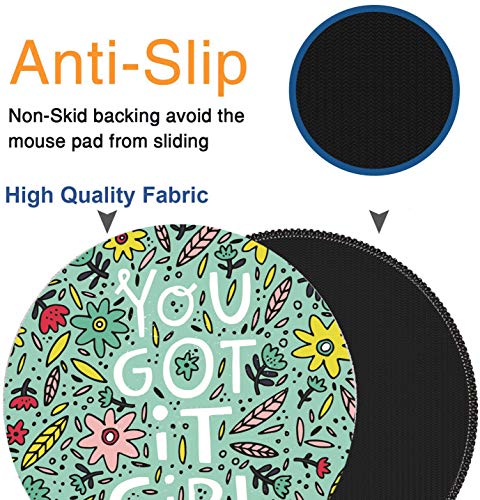 Mouse Pad, Round Mousepad, Cute Mouse Pads, Non-Slip Rubber Base Mousepad with Stitched Edge, Washable Mouse Mat with Lycra Cloth, Small Mouse pad 7.9 x 7.9 Inch