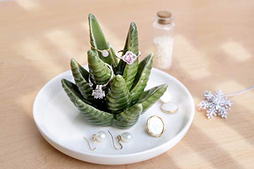 PUDDING CABIN Aloe Ring Holder,Cactus Ring Dish,Jewelry Holder Trinket Tray for Rings Earrings Necklace Organizer,Christmas Gift for Women Girls, Birthday Gift for Women Her