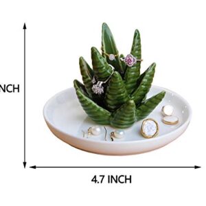 PUDDING CABIN Aloe Ring Holder,Cactus Ring Dish,Jewelry Holder Trinket Tray for Rings Earrings Necklace Organizer,Christmas Gift for Women Girls, Birthday Gift for Women Her