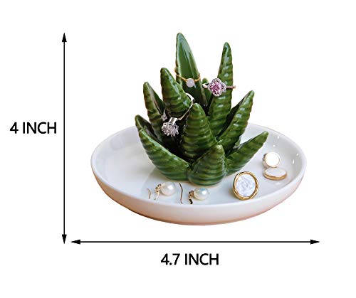 PUDDING CABIN Aloe Ring Holder,Cactus Ring Dish,Jewelry Holder Trinket Tray for Rings Earrings Necklace Organizer,Christmas Gift for Women Girls, Birthday Gift for Women Her