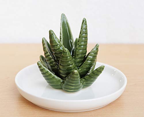 PUDDING CABIN Aloe Ring Holder,Cactus Ring Dish,Jewelry Holder Trinket Tray for Rings Earrings Necklace Organizer,Christmas Gift for Women Girls, Birthday Gift for Women Her