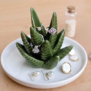 PUDDING CABIN Aloe Ring Holder,Cactus Ring Dish,Jewelry Holder Trinket Tray for Rings Earrings Necklace Organizer,Christmas Gift for Women Girls, Birthday Gift for Women Her