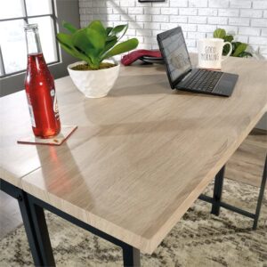 Sauder North Avenue Wood-Metal Dining Table with Drop Leaf in Black Charter Oak