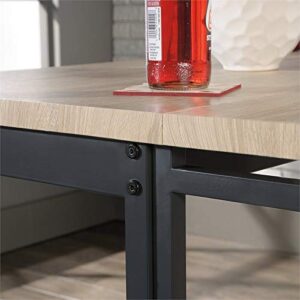 Sauder North Avenue Wood-Metal Dining Table with Drop Leaf in Black Charter Oak