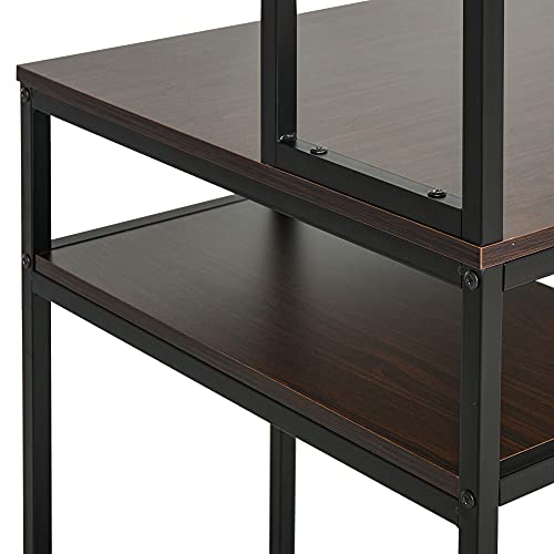 HOMCOM 94.5in Industrial Double Computer Desk with Hutch and Storage Shelves, Extra Long Home Office Writing Table 2 Person Workstation, CPU Stand, Brown Wood Grain