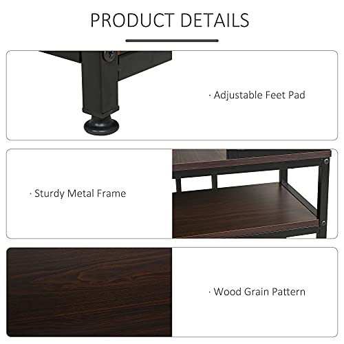 HOMCOM 94.5in Industrial Double Computer Desk with Hutch and Storage Shelves, Extra Long Home Office Writing Table 2 Person Workstation, CPU Stand, Brown Wood Grain