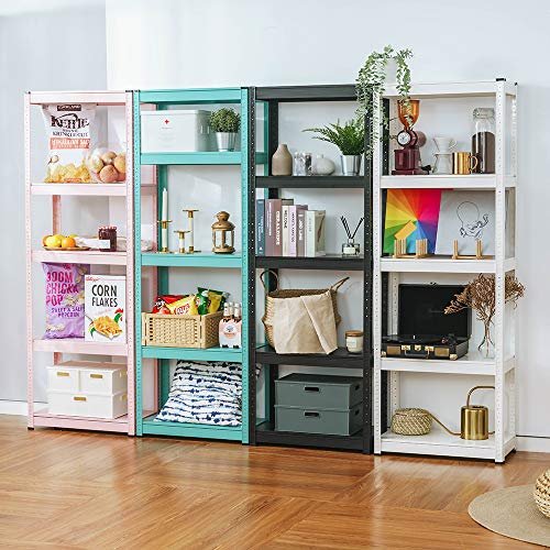 Lomani 5-Shelf Adjustable Utility Shelving Unit, 5-Tier Storage Shelf, Book Shelf, Kitchen Utility Organizer Shelf-BK