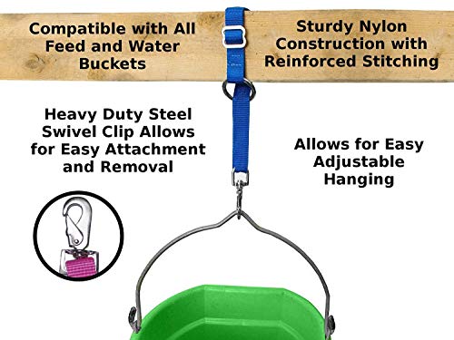 Derby Originals Heavy Duty Adjustable 30” Nylon Hanging Bucket Straps for Water and Feed Buckets - Available in 16 Colors and Patterns (Olive Green)