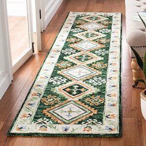 Safavieh Aspen Collection 8' x 10' Green/Ivory APN706Y Handmade Moroccan Boho Tribal Wool Area Rug