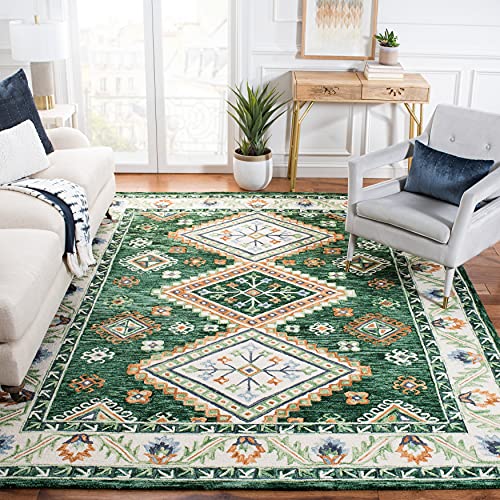 Safavieh Aspen Collection 8' x 10' Green/Ivory APN706Y Handmade Moroccan Boho Tribal Wool Area Rug