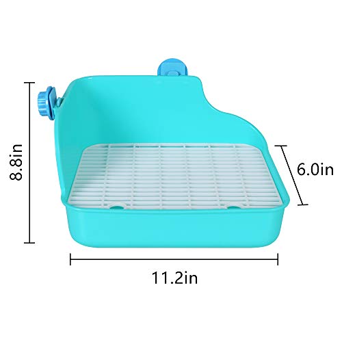 Hptmus Rabbit Litter Box - Turquoise Corner Litter Box Rectangular Pet Litter Box Bunny Accessories Plastic Litter Box for Small Animals