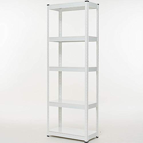 Lomani 5-Shelf Adjustable Utility Shelf, Storage Rack, Organizer Shelf, 5-Tier Storage Shelf, Book Shelf-White