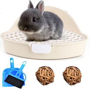 hamiledyi bunny litter pet toilet potty trainer corner pan bedding box for small animal guinea pig ferret hamster dwarf rabbit(white)