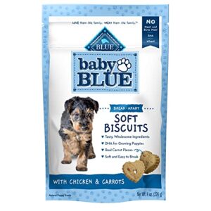 blue buffalo baby blue soft biscuits natural puppy dog treats, chicken & carrots 8-oz bag