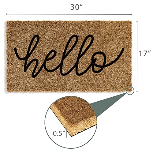 Barnyard Designs 'Hello' Doormat Welcome Mat for Outdoors, Large Front Door Entrance Mat, 30x17, Brown