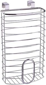 over the cabinet basket dispenser door grocery plastic bag holder, chrome