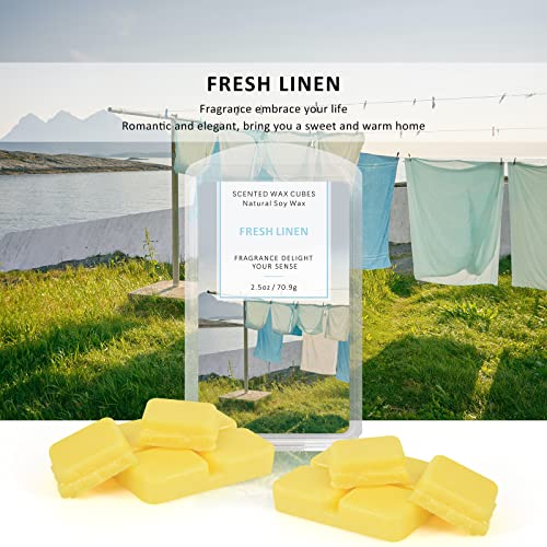 Scented Wax Melts, Wax Melts Wax Cubes, Soy Wax Cubes for Warmer Wax Melts Gift Set Ocean Breeze, Fresh Linen, Bohemia Forest, Winds in Summer (4 x 2.5oz)