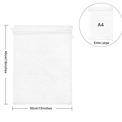 SumDirect 100Pcs12x16 Inches Extra Large White Organza Gift Bags with Drawstring