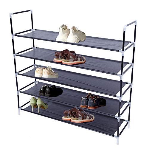 5-Tier Shoe Rack Organizer Stackable Non-woven Fabric Shoe Storage Shelf Shoe Tower