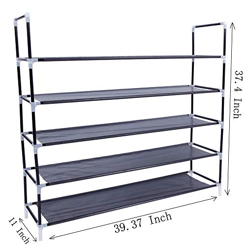 5-Tier Shoe Rack Organizer Stackable Non-woven Fabric Shoe Storage Shelf Shoe Tower