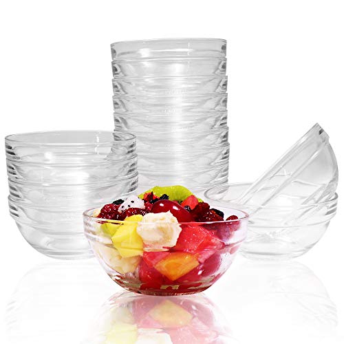 SZUAH 16 Pack Small Glass Bowls 4 Inch Prep Bowls 6.5 OZ Serving Bowls Microwaveable Stackable Clear Glass Bowls for Kitchen, Dessert, Dips, Nut and Candy Dishes, Dishwasher Safe