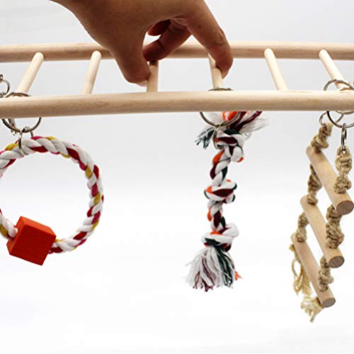 POPETPOP Hamster Suspension Bridge - Rat Toys Ladder - Pet Hanging Hammock Wooden Swing Cage Toy for Small Animal