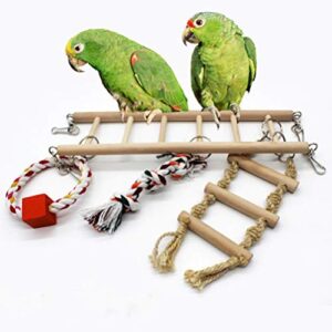 POPETPOP Hamster Suspension Bridge - Rat Toys Ladder - Pet Hanging Hammock Wooden Swing Cage Toy for Small Animal